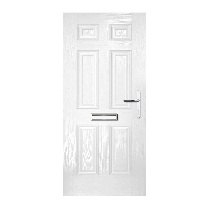 White 6 Panel GRP Composite Front Door , Durable Waterproof Exterior ...